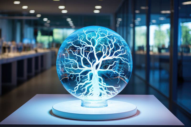 High-tech Glass Globe Containing a Representation of a Neural Network ...
