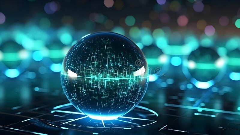 High Tech Glass Globe with a Reflection of a City Stock Illustration ...