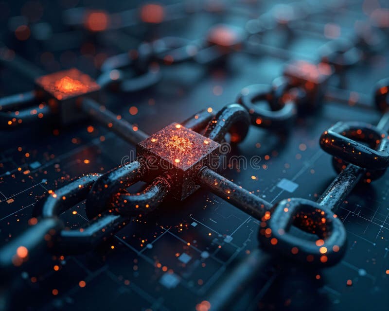 High-Tech Glowing Chain Network Stock Illustration - Illustration of ...