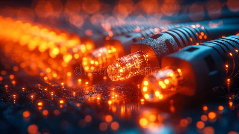 High-tech Glowing Network Cables in Motion, Showcasing Intricate ...