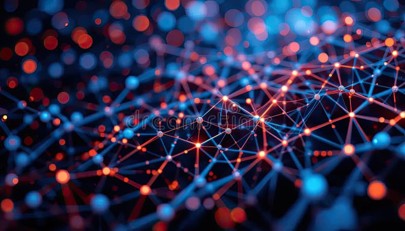 High-tech Glowing Red and Blue Network Pattern, Symbolizing Data ...
