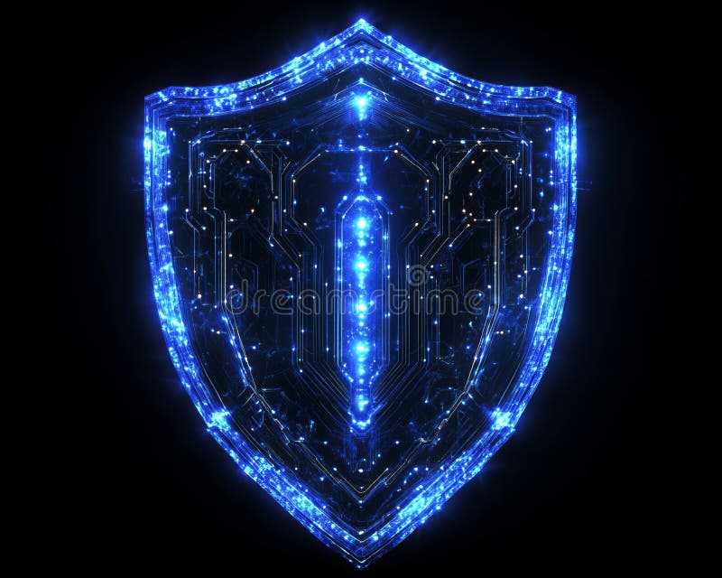 High Tech Glowing Shield Icon Representing Cybersecurity Protection ...