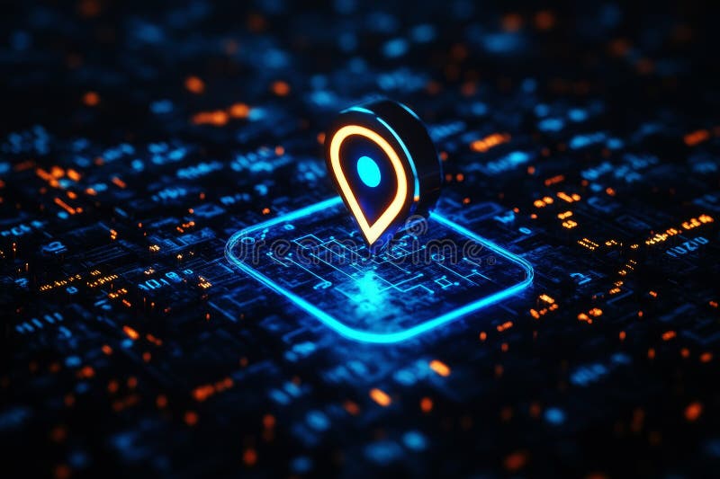 High-Tech GPS Location Marker on Digital Map Stock Illustration ...