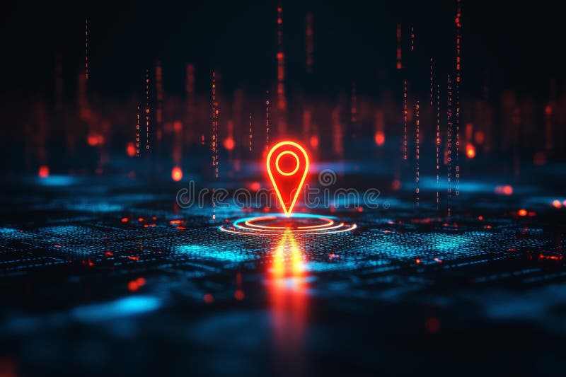 High-Tech GPS Location Marker on Digital Map Stock Illustration ...