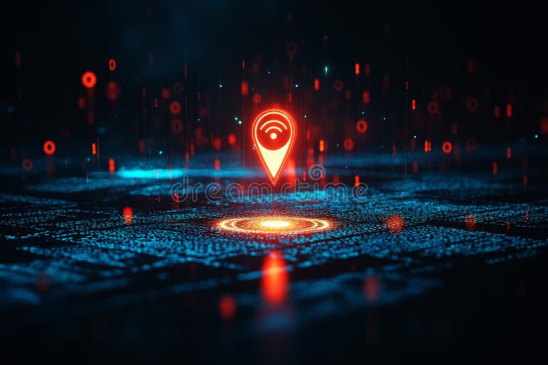 High-Tech GPS Location Marker on Digital Map Stock Illustration ...