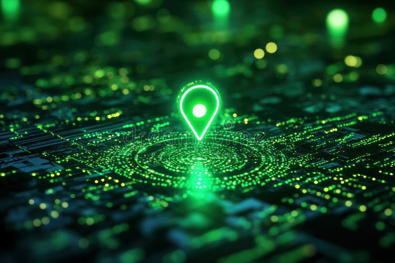 High-Tech GPS Location Marker on Digital Map Stock Image - Image of ...