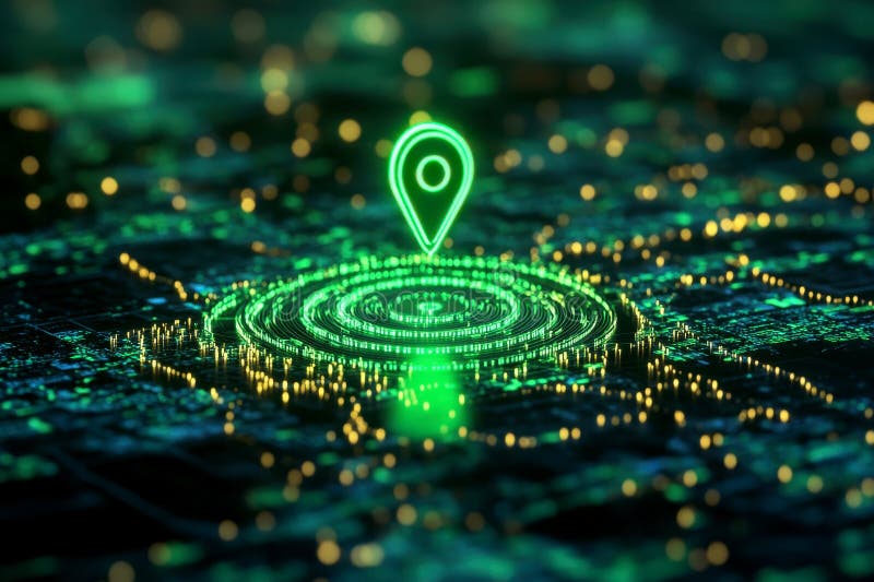 High-Tech GPS Location Marker on Digital Map Stock Image - Image of ...