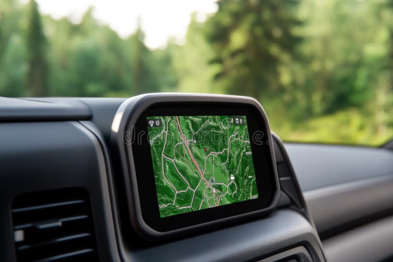 High-Tech GPS Navigation System Integrated into Vehicle Control Panel ...