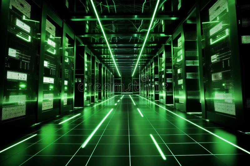 High-tech Green Data Center Place. Generate Ai Stock Image - Image of ...