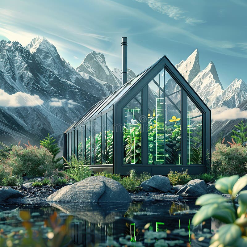 A High Tech Green House Featuring a Digital Growth Chart, Placed in a ...