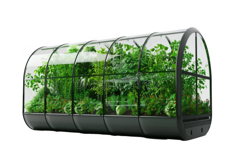 A High-tech Greenhouse Model with Plants Growing Inside, Demonstrating ...