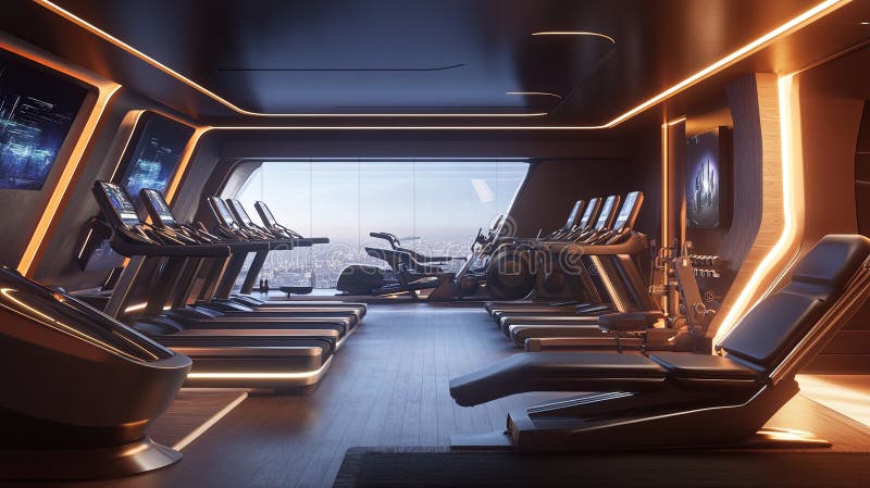 High-tech Gym with Advanced Workout Machines and a Sleek Design. Stock ...