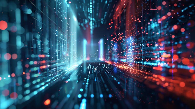 High Tech Hallway Abstract Blue Red Digital Lights Stock Photos - Free ...