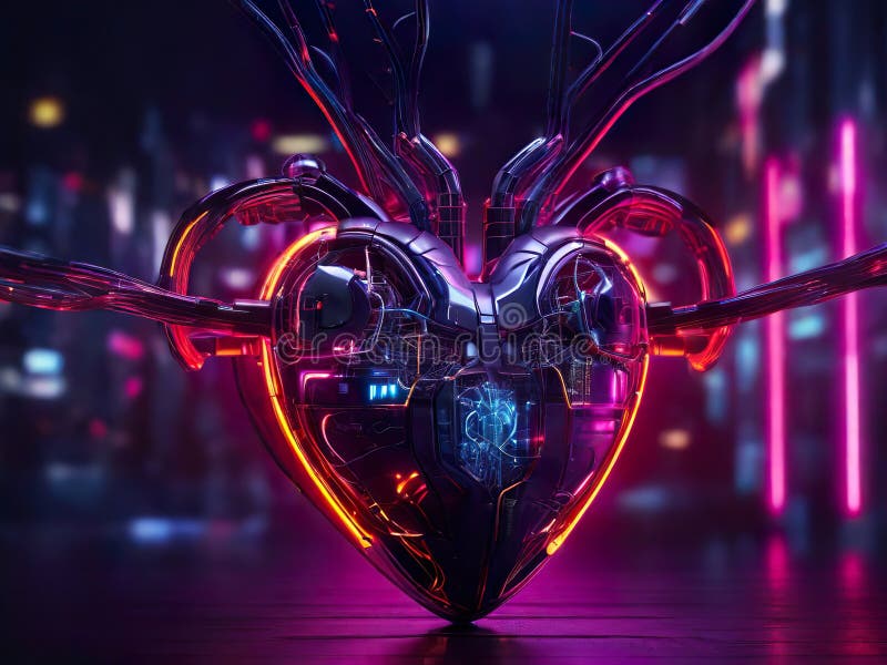 High-tech Heart, Made of Illuminated Neurons, Ai Generated Stock ...