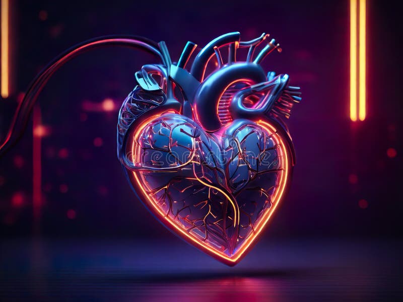 High-tech Heart, Made of Illuminated Neurons, Ai Generated Stock Image ...