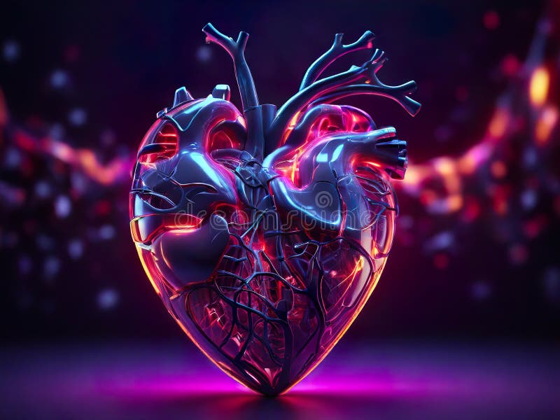 High-tech Heart, Made of Illuminated Neurons, Ai Generated Stock ...