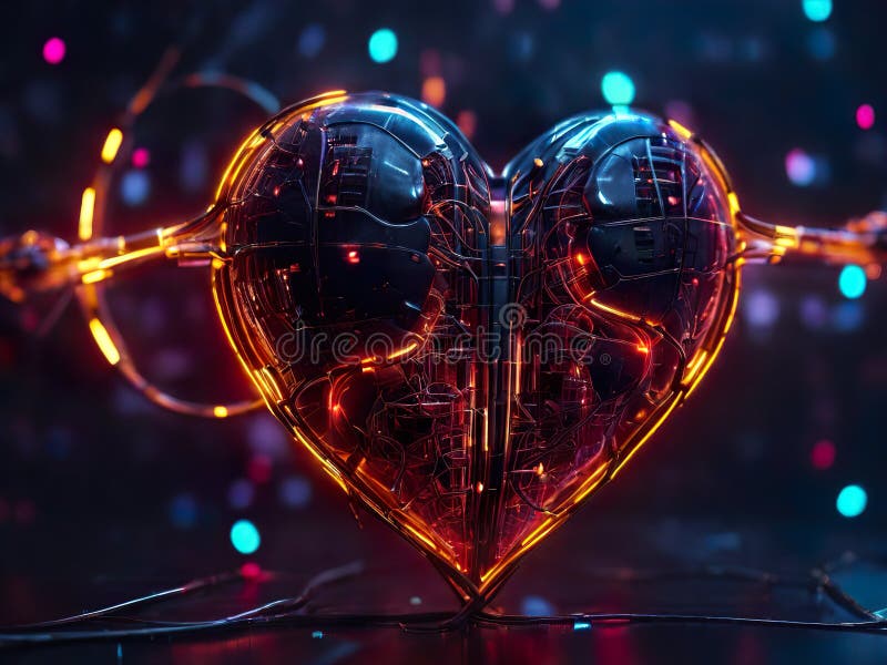 High-tech Heart, Made of Illuminated Neurons, Ai Generated Stock ...