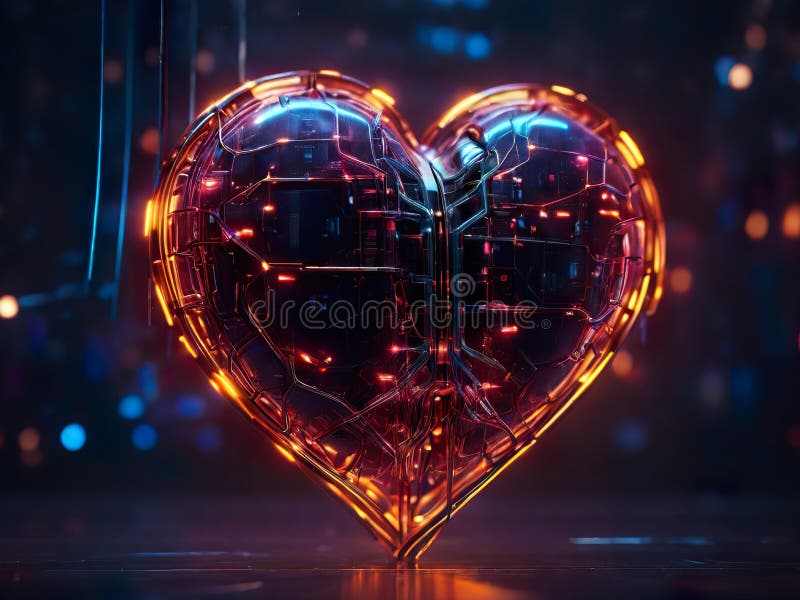 High-tech Heart, Made of Illuminated Neurons, Ai Generated Stock Image ...