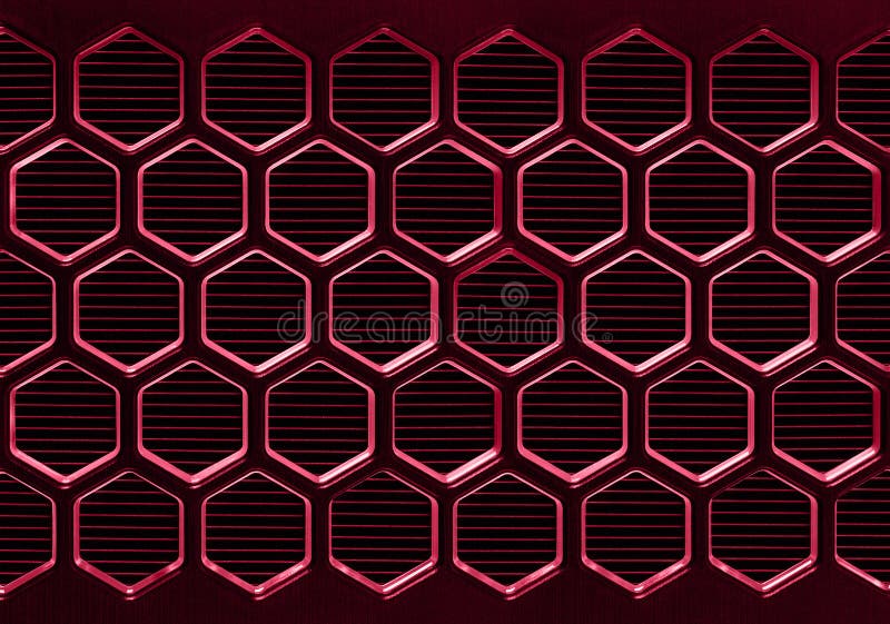 High Tech Hexagonal Cellular Surface of Viva Magenta Color. Black ...