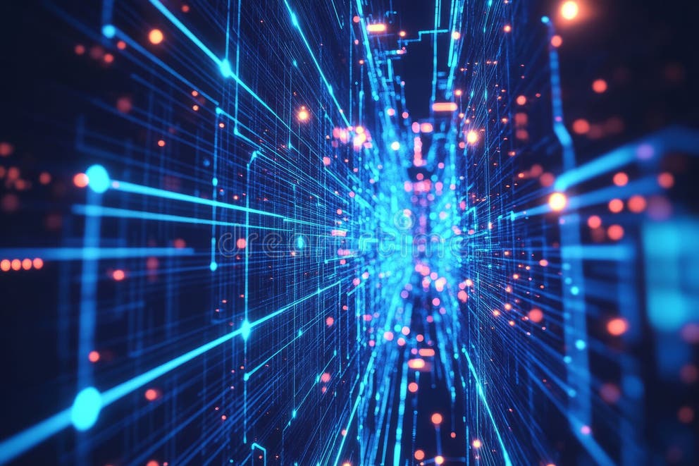 A High-tech Hexagonal 3D Background with Embedded Glowing Data Streams Flowing through the ...