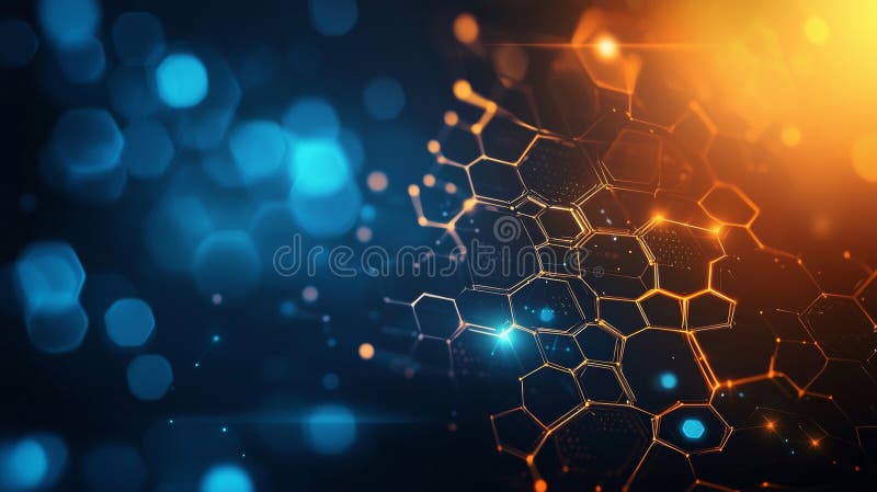 A High-tech Hexagonal Grid Featuring Luminous Technology Components ...