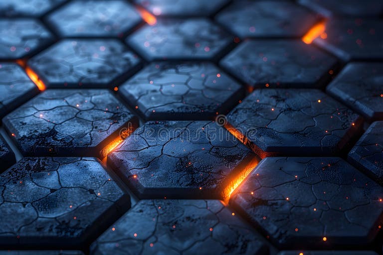 Futuristic Hexagonal Surface with Glowing Lava Cracks for Sci-Fi Design ...