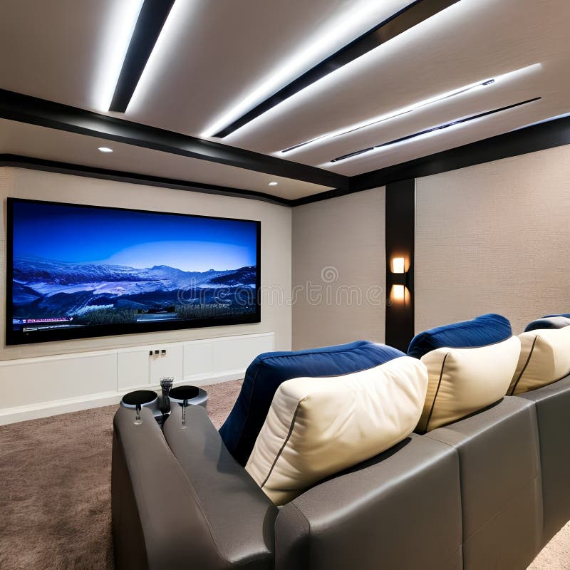 A High-tech, Home Cinema with a Massive Screen, Comfortable Theater ...