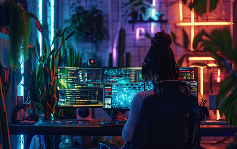 High-Tech Home Office Setup Stock Image - Image of innovation, devices ...