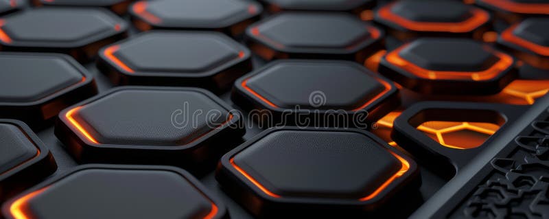 High Tech Honeycomb Interface Interactive Touch Points Sleek Black and ...