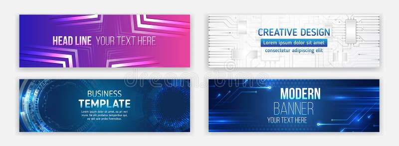 High-tech Horizontal Banner Template. Modern Banner Design with ...