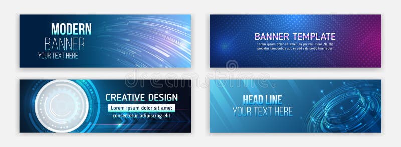 High-tech Horizontal Banner Template. Modern Banner Design with ...
