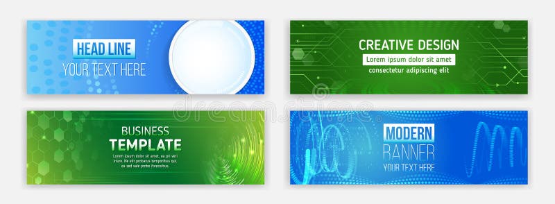 High-tech Horizontal Banner Template. Modern Banner Design with ...
