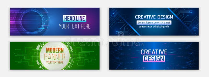 High-tech Horizontal Banner Template. Modern Banner Design with ...