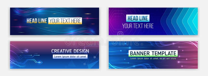 High-tech Horizontal Banner Template. Modern Banner Design with ...