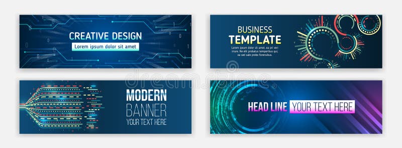 High-tech Horizontal Banner Template. Modern Banner Design with ...