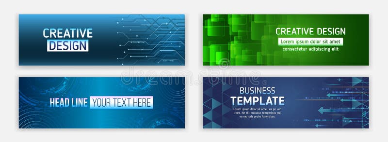 High-tech Horizontal Banner Template. Modern Banner Design with ...