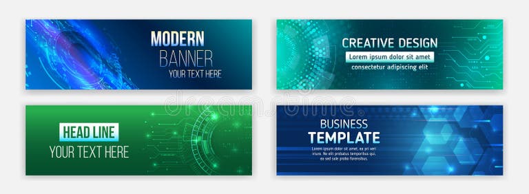 High-tech Horizontal Banner Template. Modern Banner Design with ...