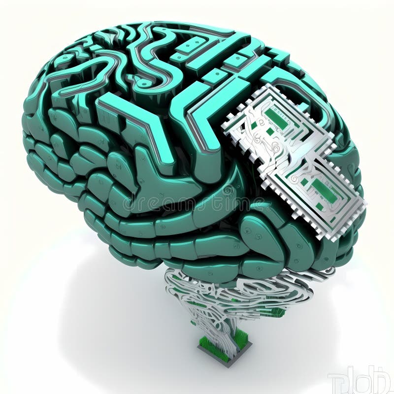 High Tech Brain Robot. Generative AI Stock Illustration - Illustration ...