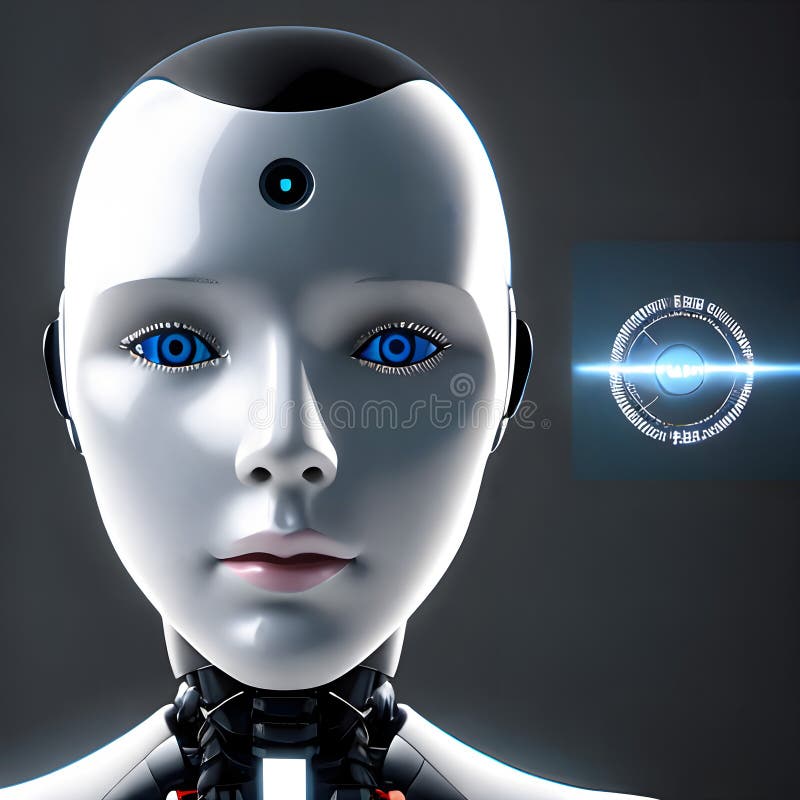Advanced Humanoid Robot with Futuristic AI Interface Stock Photo ...
