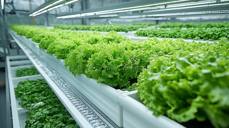 High-tech Hydroponic Farm Growing Fresh Lettuce in Organized Rows. AI ...