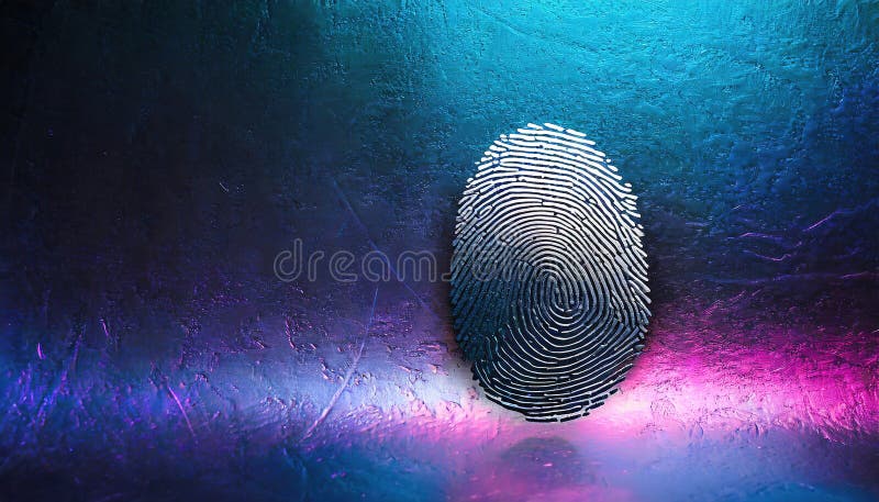 High-tech Identity Verification System. a Fingerprint Illuminated by ...