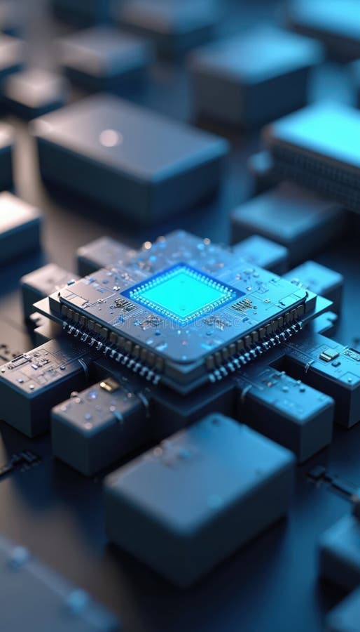 High-tech Illustration of Modern Computer Chip. Processor, Integrated ...