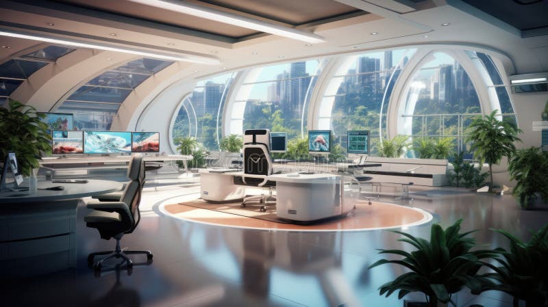 High-tech Immersive Ar Office Interior Stock Photo - Image of video ...