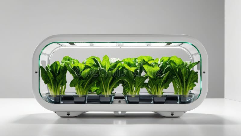 High Tech Indoor Garden Growing Fresh Greens Inside Modern Stock ...