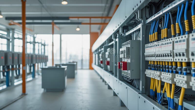 High-Tech Industrial Electrical Control Room Stock Illustration ...