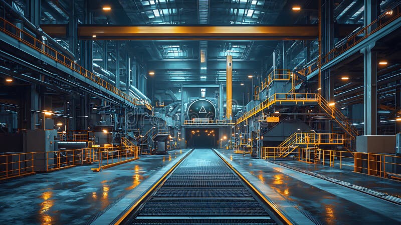 High Tech Industrial Facility with Advanced Machinery and Bright ...