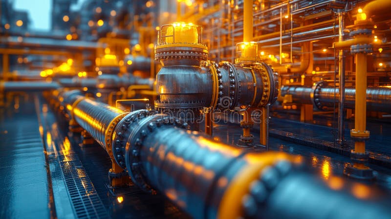 A High-tech Industrial Facility with Interconnected Metal Pipes ...