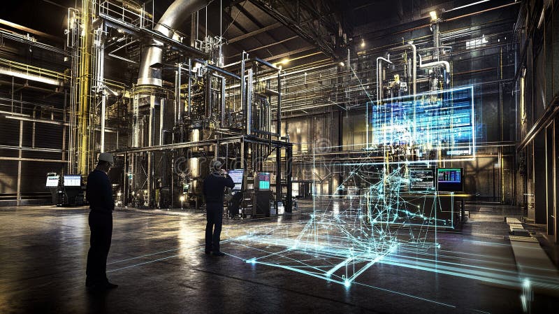 High-tech Industrial Facility Showcasing Advanced Machinery and Digital ...