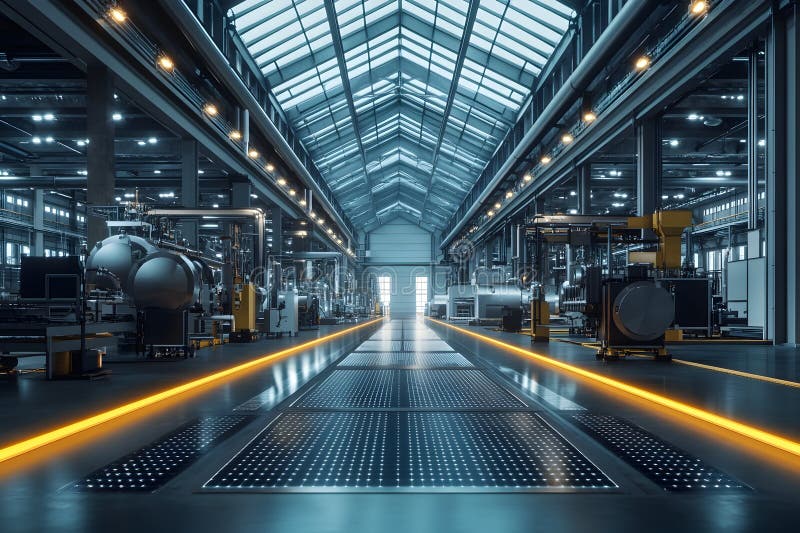 High-tech Industrial Factory Interior with Advanced Machinery and ...