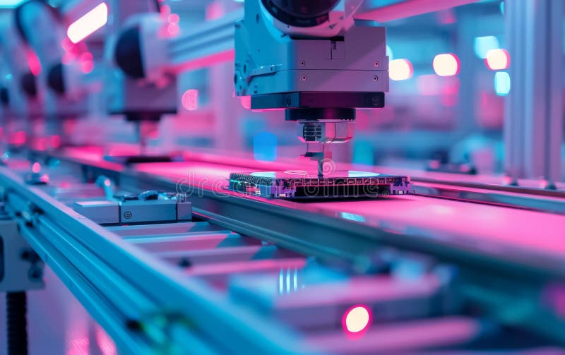 High-tech Industrial Robotics System Assembling Electronic Components ...